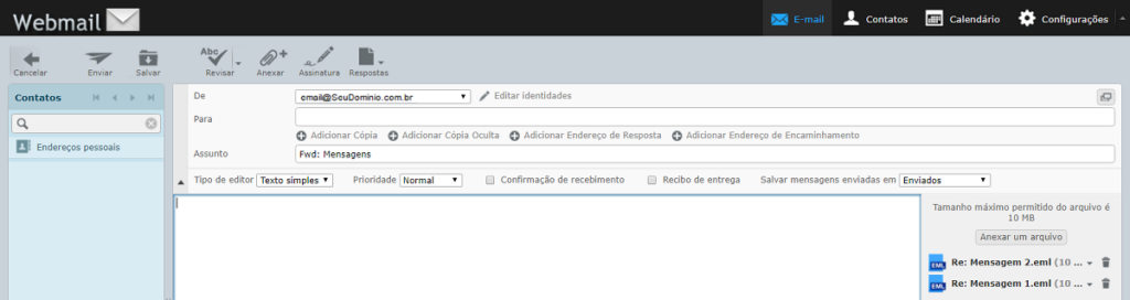 Como encaminhar múltiplos emails em uma mensagem no Webmail? – Central ...